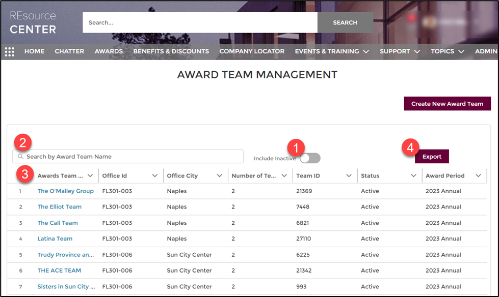 Award Team Management