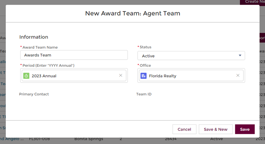 Award Team Management